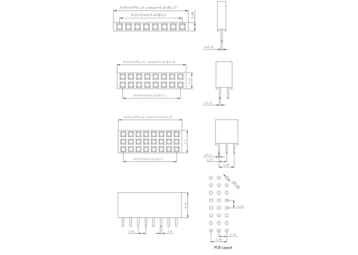 0.100" (2.54 mm) Female Header: 2x4-Pin, Straight