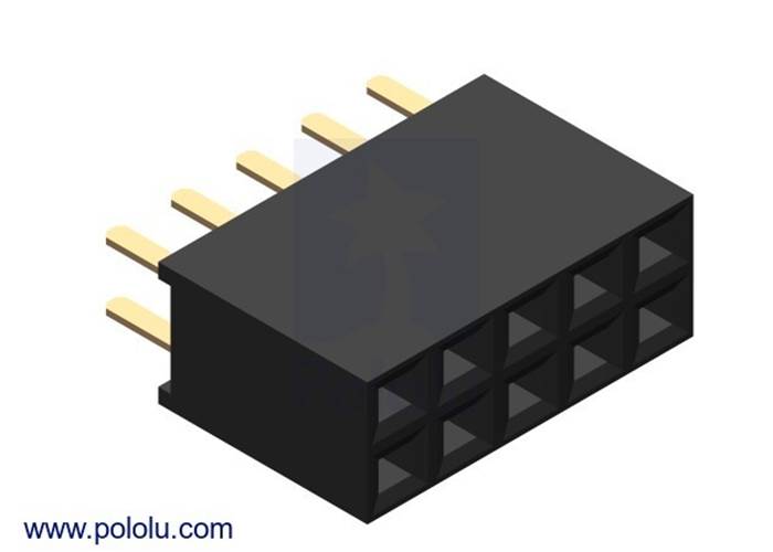0.100" (2.54 mm) Female Header: 2x5-Pin, Straight