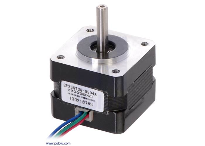 Stepper Motor: Bipolar, 200 Steps/Rev, 35×28mm, 10V, 0.5 A/Phase