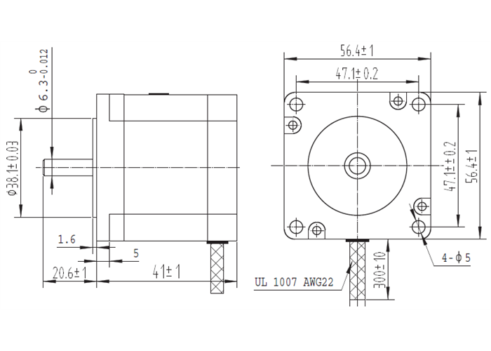 Stepper Motor: Unipolar/Bipolar, 200 Steps/Rev, 57×41mm, 5.7V, 1 A/Phase