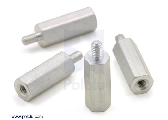 Aluminum Standoff: 1/2" Length, 2-56 Thread, M-F (4-Pack)