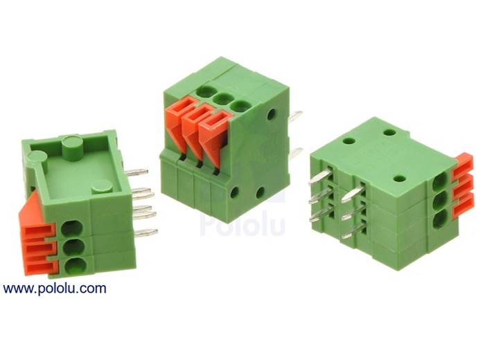Screwless Terminal Block: 3-Pin, 0.1″ Pitch, Side Entry (3-Pack)