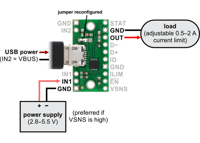 TPS2113A Power Multiplexer Carrier with USB Micro-B Connector