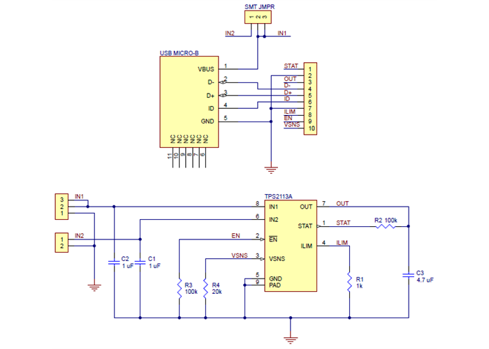TPS2113A Power Multiplexer Carrier with USB Micro-B Connector