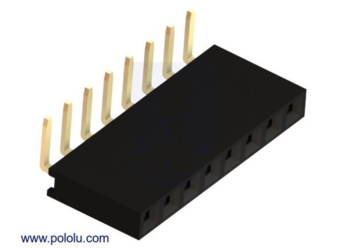 0.100" (2.54 mm) Female Header: 1x8-Pin, Right-Angle