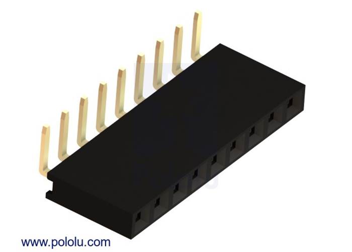 0.100" (2.54 mm) Female Header: 1x9-Pin, Right-Angle