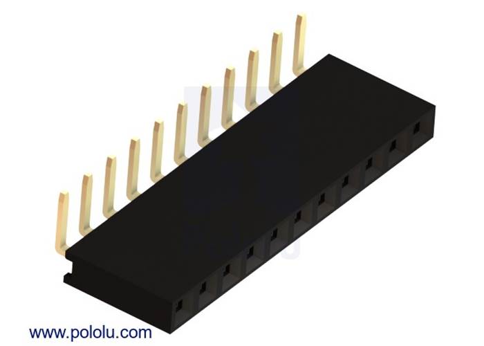 0.100" (2.54 mm) Female Header: 1x11-Pin, Right-Angle