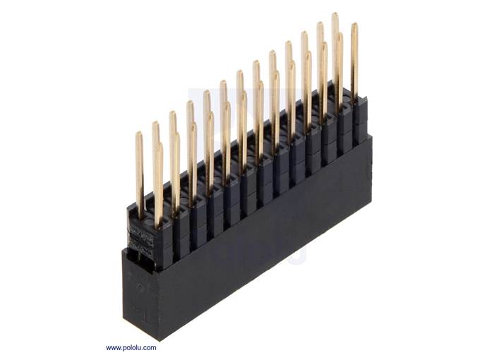 Stackable 0.100″ Female Header with Extra 0.2″ Spacer: 2x13-pin, Straight