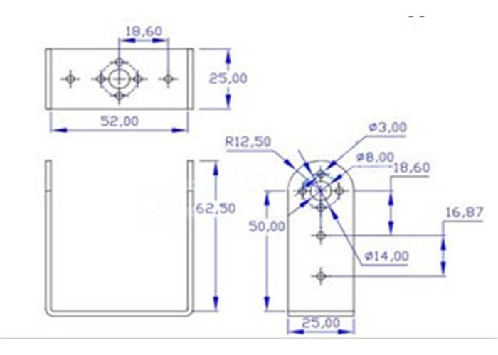 Servo Bracket - Black Aluminium - Long Arm