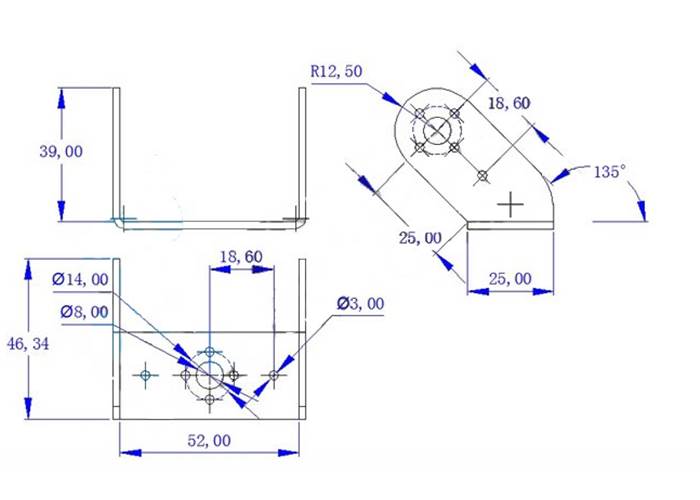 Servo Bracket - Black Aluminium - Offset - Robot Gear Australia