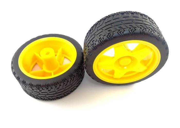 Plastic wheels 66mm with tyres for plastic gearboxes (Pair)