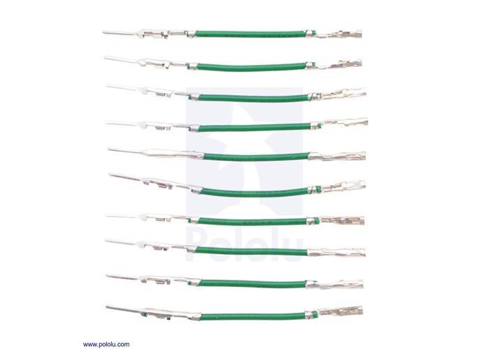 Wires with Pre-crimped Terminals 10-Pack M-F 1" Green