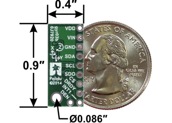 L3GD20H 3-Axis Gyro Carrier with Voltage Regulator
