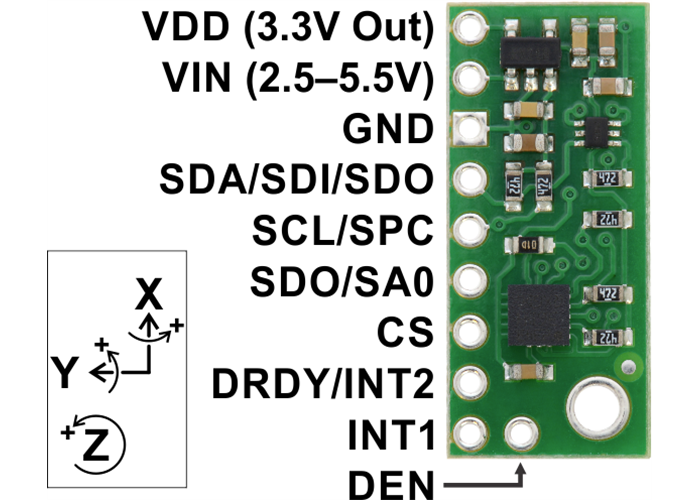 L3GD20H 3-Axis Gyro Carrier with Voltage Regulator