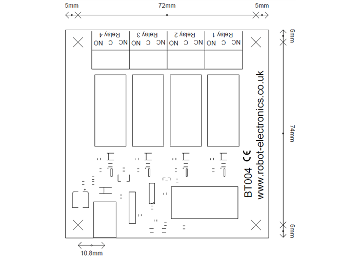 4 Channel 16 Amp Relay Module with Bluetooth (BT004)