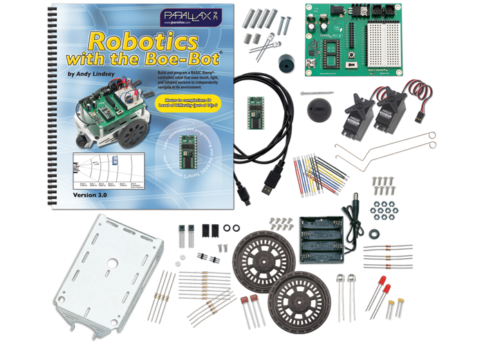 Parallax Boe-Bot Robot Kit - USB (with USB A to Mini-B cable) #28832