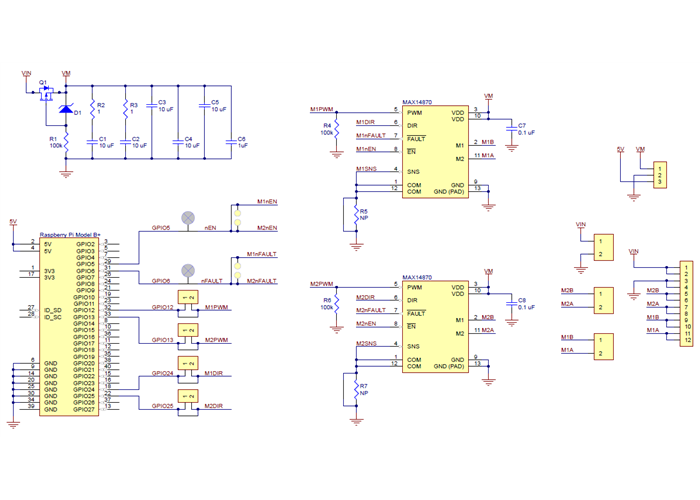 Dual MAX14870 Motor Driver for Raspberry Pi (Partial Kit)