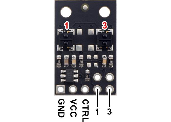 QTRX-MD-02RC Reflectance Sensor Array: 2-Channel, 8mm Pitch, RC Output ...