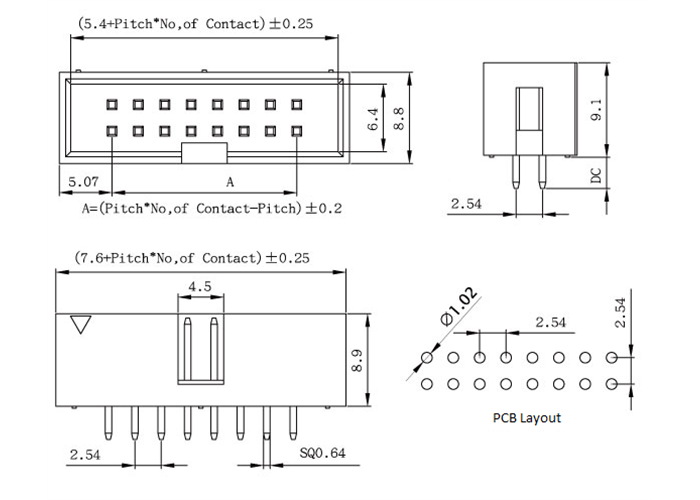 Shrouded Box Header: 2×3-Pin, 0.100" (2.54 mm) Male