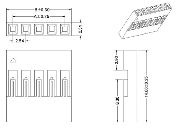 0.1" (2.54mm) Crimp Connector Housing: 2x2-Pin 10-Pack