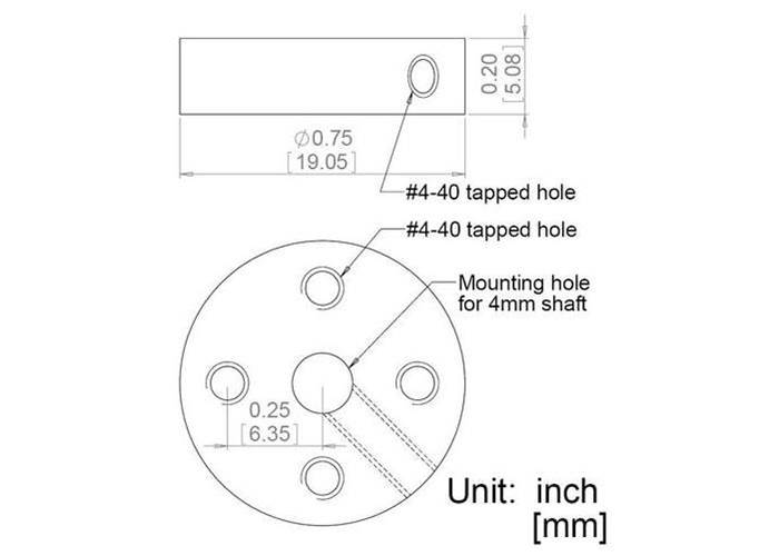 Pololu Universal Aluminum Mounting Hub for 4mm Shaft Pair #4-40 Holes