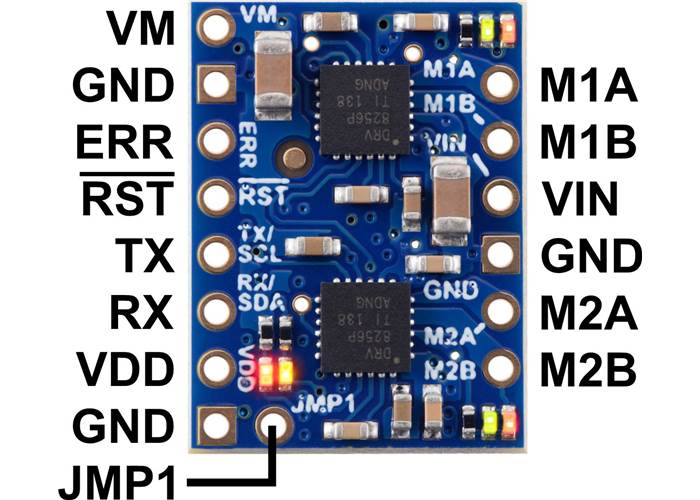 Motoron M2U256 Dual Serial Motor Controller (Header Pins Soldered)