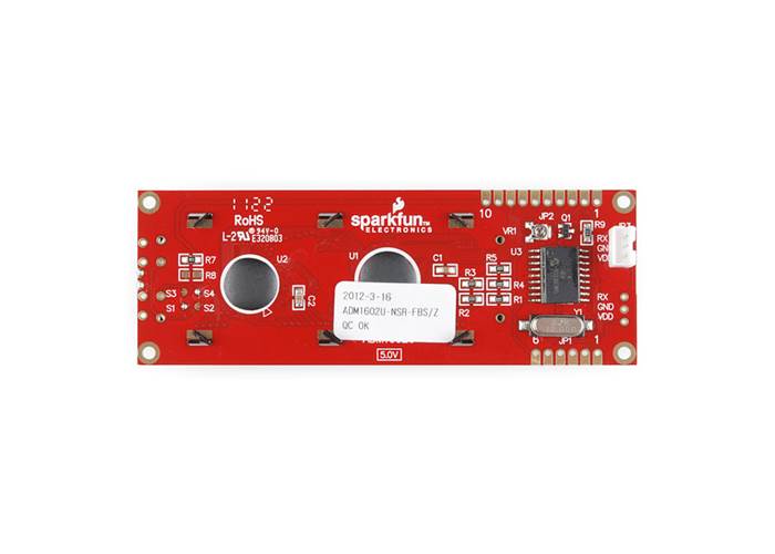Serial Enabled 16x2 LCD - Red on Black 5V - Robot Gear Australia