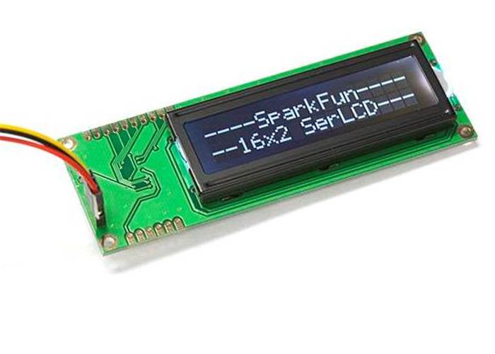 Serial Enabled 16x2 LCD - White On Black 5V