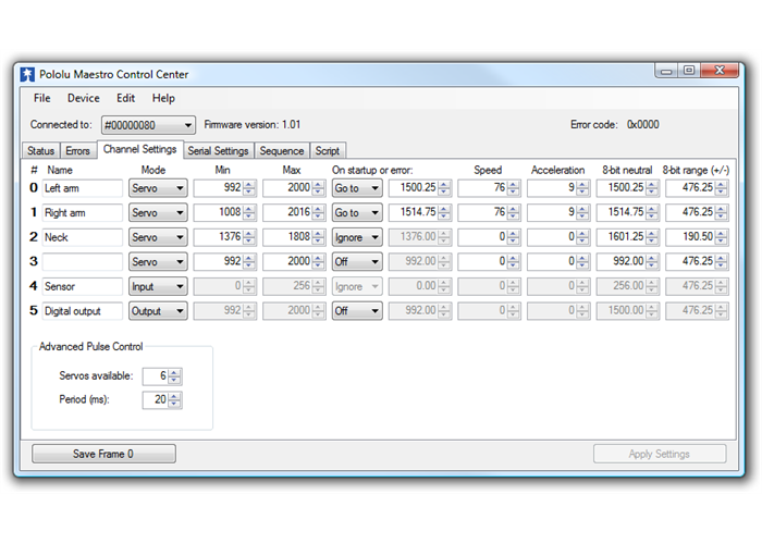 Micro Maestro 6-Channel USB Servo Controller (Partial Kit)