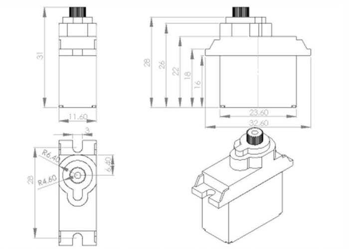 Dagu LBD (Little Black Duck) Gearmotor and wheel kit - Pair