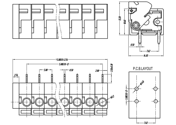 Screwless Terminal Block: 6-Pin, 0.2″ Pitch, Side Entry (2-Pack)