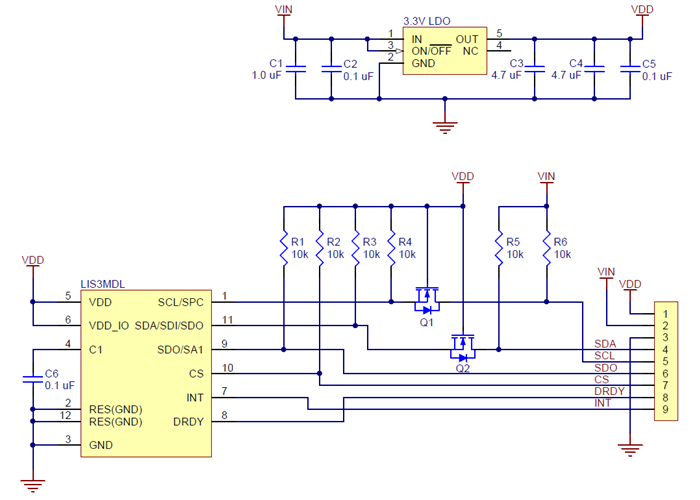 LIS3MDL 3-Axis Magnetometer Carrier with Voltage Regulator