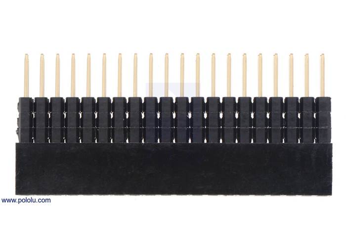 Stackable 0.100″ Female Header with Extra 0.3″ Spacer: 2x20-pin, Straight