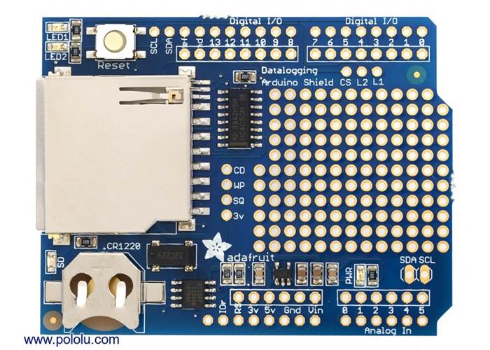 Adafruit Data Logging Shield for Arduino - Robot Gear Australia