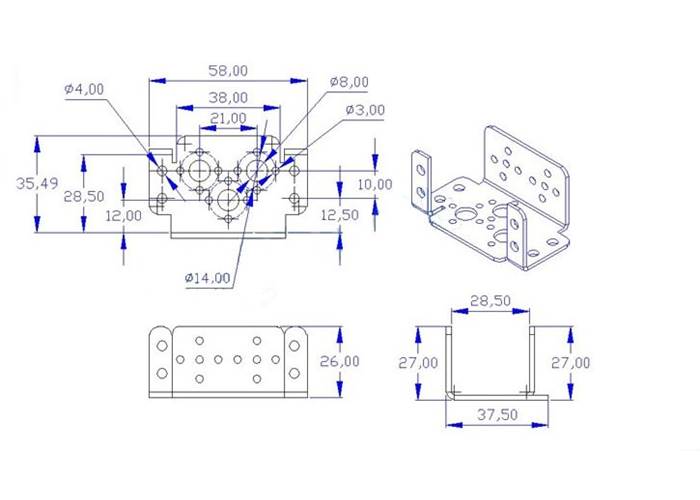 Servo Bracket - Black Aluminium - Multipurpose