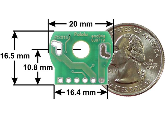 Magnetic Encoder Pair Kit for 20D mm Metal Gearmotors, 20 CPR, 2.7-18V