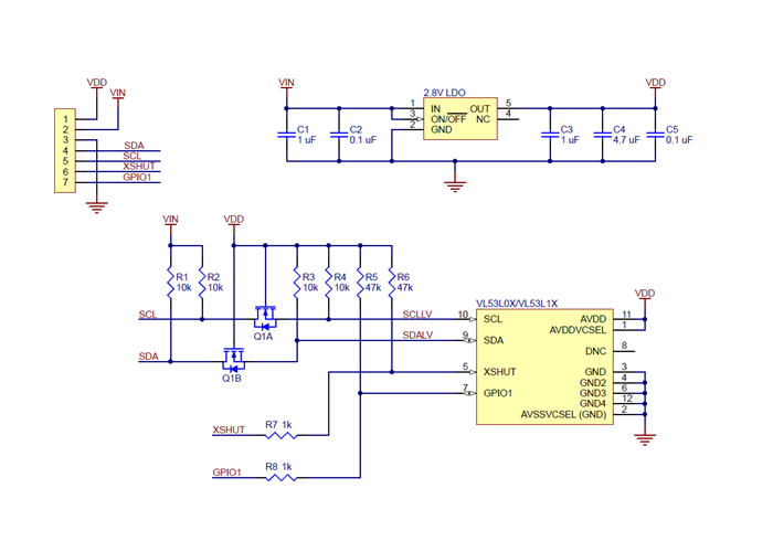 VL53L1X Time-of-Flight Distance Sensor Carrier with Voltage Regulator ...