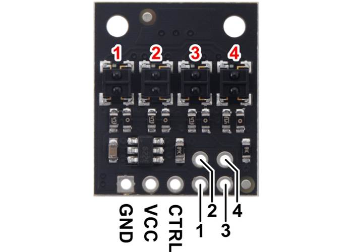 QTRX-HD-04A Reflectance Sensor Array: 4-Channel, 4mm Pitch, Analog ...