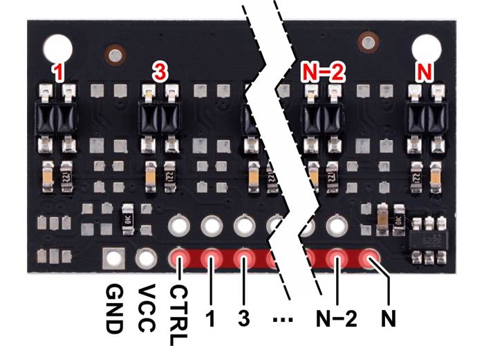 QTR-MD-08RC Reflectance Sensor Array: 8-Channel, 8mm Pitch, RC Output