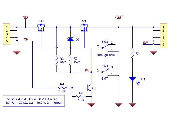 Mini MOSFET Slide Switch with Reverse Voltage Protection, SV