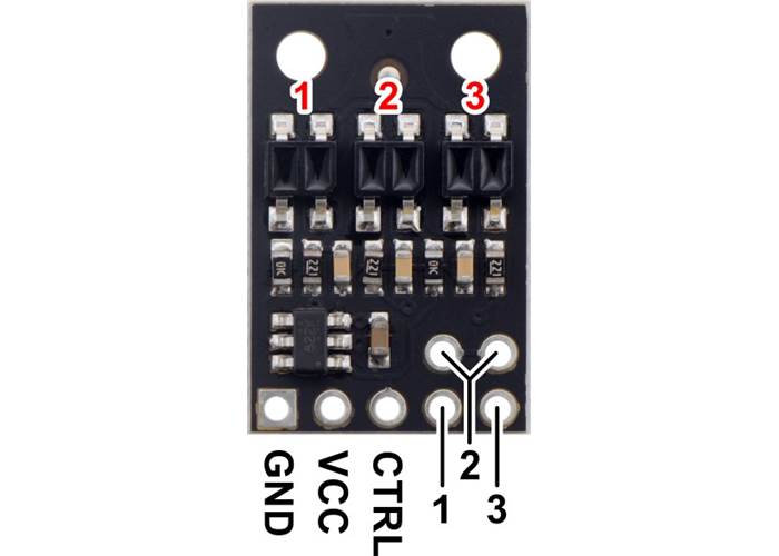 QTR-HD-03RC Reflectance Sensor Array: 3-Channel, 4mm Pitch, RC Output