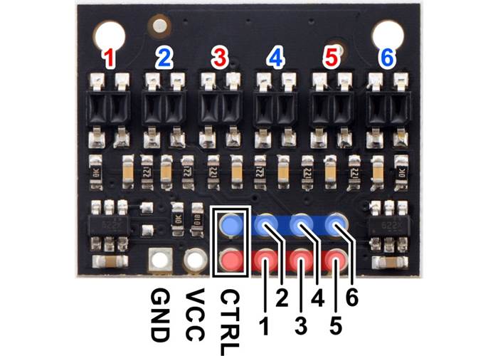 QTR-HD-06RC Reflectance Sensor Array: 6-Channel, 4mm Pitch, RC Output