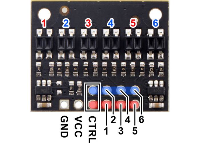 QTR-HD-06A Reflectance Sensor Array: 6-Channel, 4mm Pitch, Analog Output