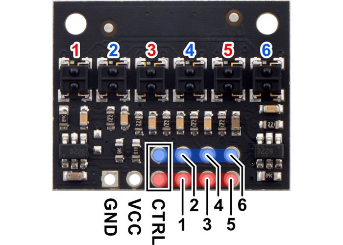 QTRX-HD-06RC Reflectance Sensor Array: 6-Channel, 4mm Pitch, RC Output ...
