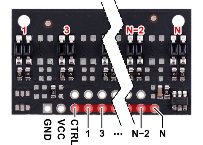 QTR-MD-06A Reflectance Sensor Array: 6-Channel, 8mm Pitch, Analog Output