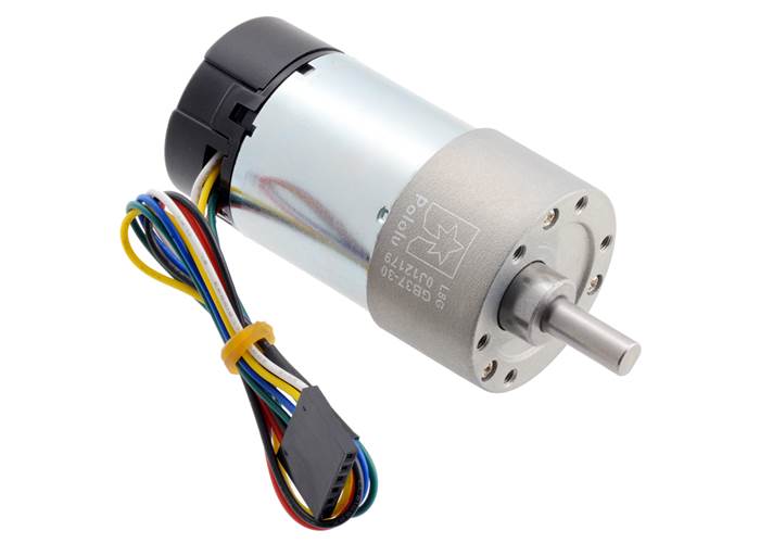 30:1 Metal Gearmotor 37Dx68L mm 24V with 64 CPR Encoder (Helical Pinion)
