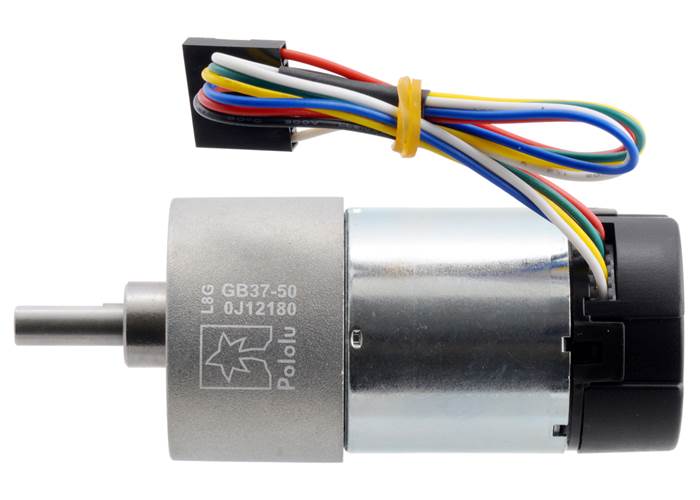 50:1 Metal Gearmotor 37Dx70L mm 24V with 64 CPR Encoder (Helical Pinion)