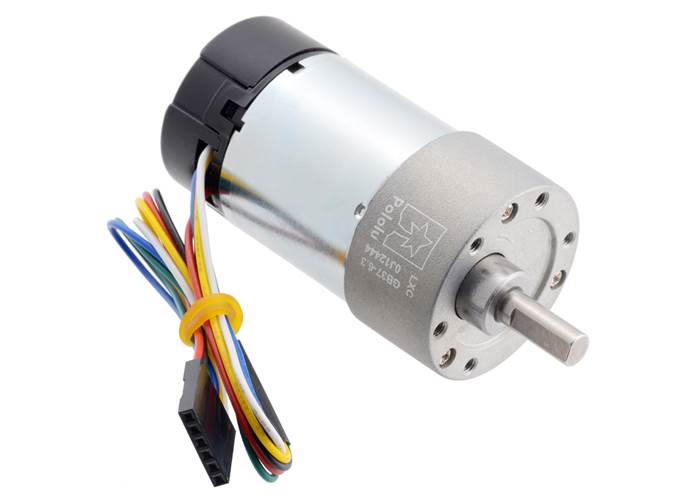 6.3:1 Metal Gearmotor 37Dx65L mm 24V with 64 CPR Encoder (Helical Pinion)