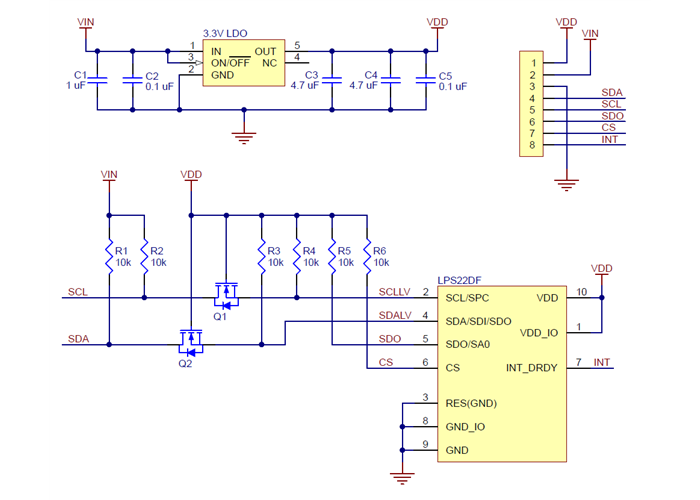 LPS22DF Pressure/Altitude Sensor Carrier with Voltage Regulator