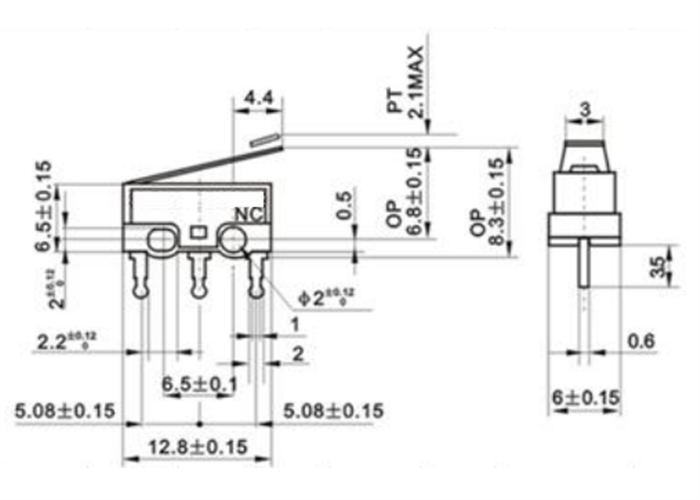 Switch SPDT Mini Snap Action with 13.5mm Lever